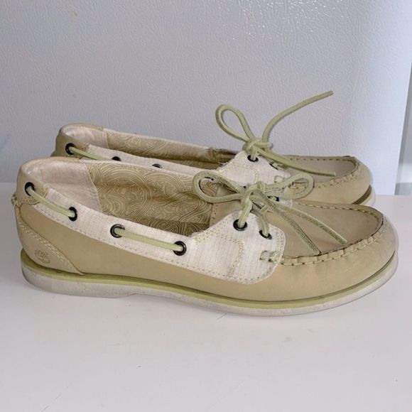Timberland | Shoes | Timberland Womens Sage Green Leather Boat Shoes ...